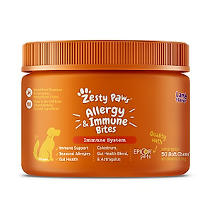 Zesty Paws Dog Allergy Relief - Dog Itching Skin Relief - Dog Probiotics for Itchy Skin and Itchy Ears - Dog Allergy Chews - Dog Itch Relief - Dog Skin Allergy Relief - Lamb - 50ct