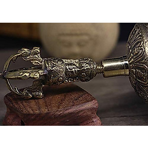 Tibetan Buddhist Meditation Bell and Dorje Set, Made in Nepal-100% Handmade 6.7 inches Dharma Objects Brass Bell for Home Decoration for Meditation, Prayer, Reiki, Clarity, Focus, Healing Dorje Set