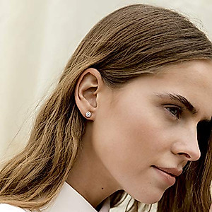 PAVOI 14K Gold Plated Sterling Silver Post Brilliant Round Faux Diamond Halo Earrings - Premium Cubic Zirconia in Rose Gold