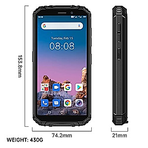OUKITEL 12500mAh Battery Rugged Phone WP18 Pro, 5.93''HD+ Screen 4GB+ 64GB Android 12 Rugged Smartphone Unlocked, IP68 Waterproof 4G LTE Dual Cellphones, GSM T-Mobile Cell Phone, GPS/OTG/NFC