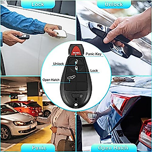 X AUTOHAUX Replacement Keyless Entry Remote Car Key Fob GQ4-53T 433Mhz for Jeep Cherokee 2014-2019 4 Buttons with Door Key