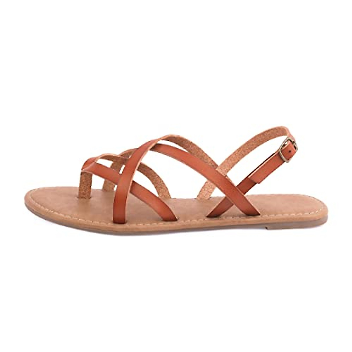 Women's Gladiator Flat Sandals Fisherman Strappy Sandals Ankle Strap Sandals (Brown, 7.5)