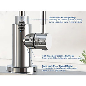 Water Filter Faucet, VMASSTONE Reverse Osmosis Faucet Fits Most RO Units or Water Filtration System in Non-Air Gap, Lead-Free Stainless Steel Drinking Water Faucet for Bar Kitchen Sink, RV (DM001 BN)