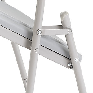 National Public Seating 800 Series Steel Frame Premium Light Weight Plastic Seat and Back Stacking Folding Chair with Double Brace, 480 lbs Capacity, Grey