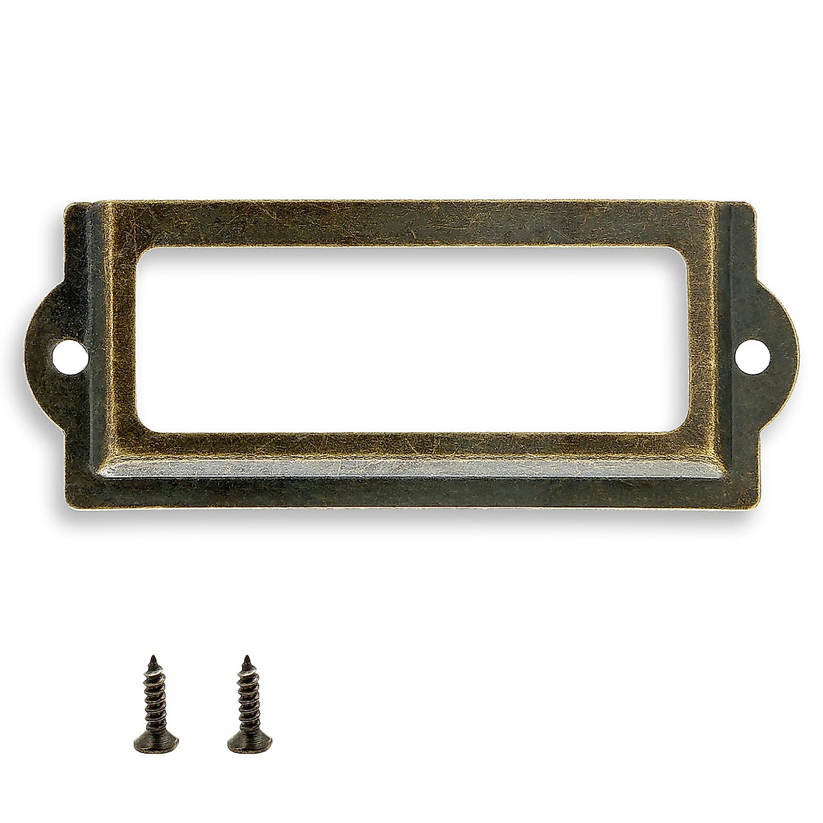 Rierdge 30 Pcs Antique Label Holder, 3.3 Inch Long Metal Office File Cabinet Shelves Drawer Name Card Label Holder Frames with Screws (Bronze)