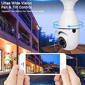 ORLMA Wireless WiFi Light Bulb Camera, 360 Degree E27 Bulb Security Camera Outdoor, Home Surveillance Cameras System with Human Motion Detection and Alarm (White-2PC)