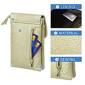 MINICAT Roomy Pockets Small Crossbody Bags Cell Phone Wallet Purses for Women(Gold)