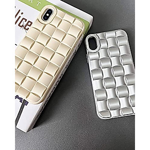 Ginkgonut Compatible with iPhone X/XS Case for Women/Girls, Cute 3D Laid Desgin Soft Silicone Shockproof Raised Bumper Corners Case for iPhone X/XS（Silver）