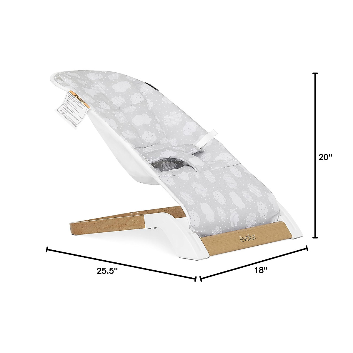 Evolur Koko Portable Infant Bouncer in Grey, Breathable Fabric, Removable Seat Cover, Easy to Clean Baby Bouncer