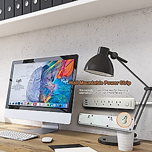 Power Strip with USB ZLMHONE Power Strip with 4 Outlet 3 USB Ports 5 Feet Extension Cord Multi Outlets Flat Plug Power Bar Desktop Charging Station for iPhone/iPad/PC/Home/Office/Dorm/Travel