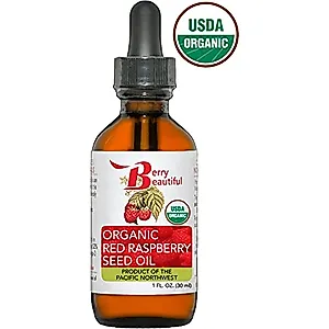 Berry Beautiful Certified Organic Red Raspberry Seed Oil - Cold-pressed from US grown raspberries (1 fl oz)
