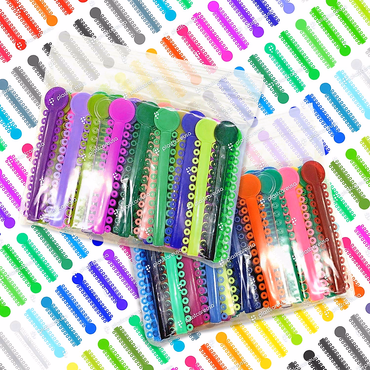 2080 Ligature Ties for Braces - Multicolor Dental Orthodontic Ligature Ties for Brackets - Elastic O-Ring Rubber Bands (2 Bags of 1040)