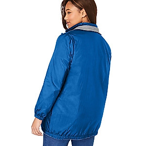 Woman Within Women's Plus Size Fleece Nylon Reversible Jacket - 3X, Black Heather Grey