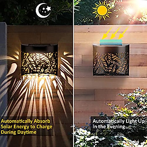 TIJNN Solar Deck Lights-4 Pack IP65 Waterproof, LED Landscape Lighting Solar Outdoor Light Solar Garden Light, Patio, Backyard, Patio - (Leaf)