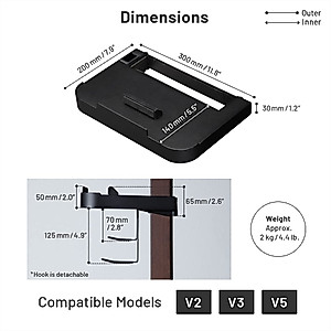 WALL Portable Game Holder Shelf with Detachable Hook for TV Stand V2/V2CASTER/V3/V5 Models | Satin Black