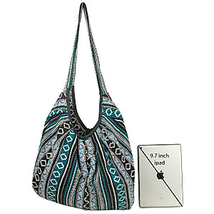 Large Tote Shoulder Bag for Women Casual Comfortable Market Groceries School Books Everyday Purse Travel (Geometric Blue)