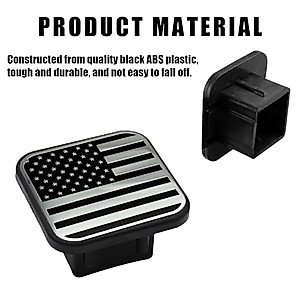 cueclue 1 PC Tow Hitch Dust Plug, American Flag 2" Receiver Plug Waterproof Cover, Square Cover Base Rubber Tow Anti-Lost Protection Cover, Universal Exterior Protection Accessories for Cars (Black)