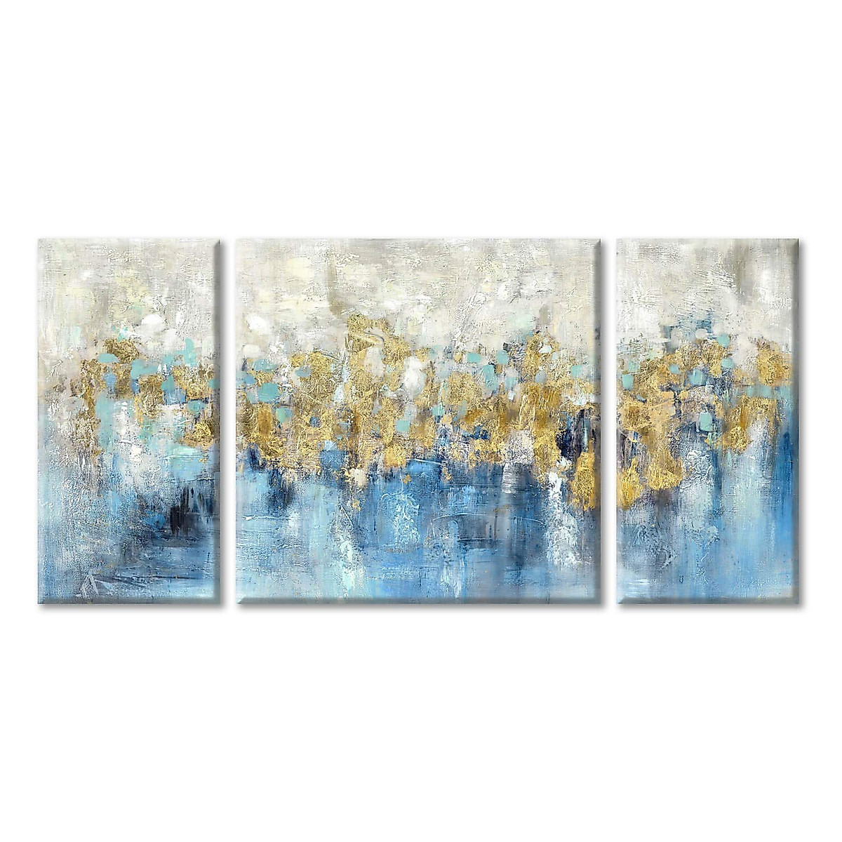 Abstract Canvas Artwork Modern Painting: Gleaming Gold Picture on Canvas for Home Wall Art Decor