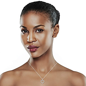 Brilliant Expressions 10K White Gold 1/4 Cttw Conflict Free Diamond Open Heart Pendant Necklace (I-J Color, I2-I3 Clarity), Adjustable Chain 16-18 inch