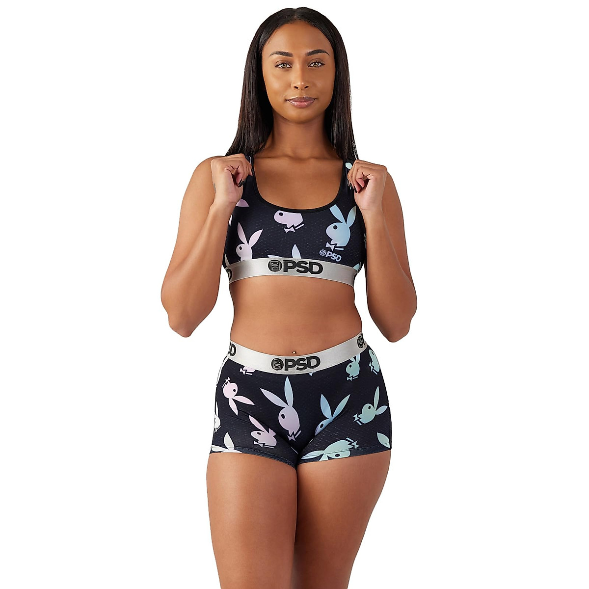 PSD Women's Playboy Glow Sports Bra, Black, M