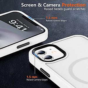 MOCCA Strong Magnetic for iPhone 12 Case/iPhone 12 Pro Case, [Compatible with Magsafe][Mil-Grade Drop Protection] Slim Shockproof Translucent Protective Phone Case for iPhone 12/12 Pro, Frosted White