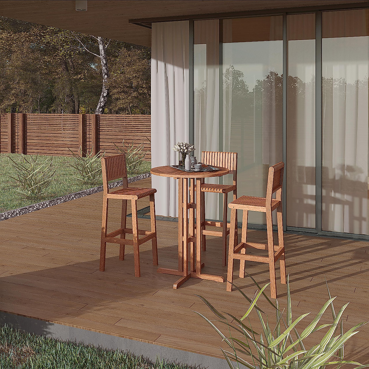 Amazonia Ibiza Eucalyptus Barstool, Light Brown, 18lx17wx47h (BT 215)