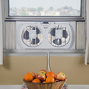 Comfort Zone CZ319WT 9" Twin Window Fan with Reversible Airflow Control, Auto-Locking Expanders and 2-Speed Fan Switch, White