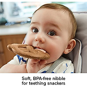 Fisher-Price Pretzel Teether, Pretend food BPA-free Infant Teething Toy with Crinkle for Babies ages 3 months and Older, Multi