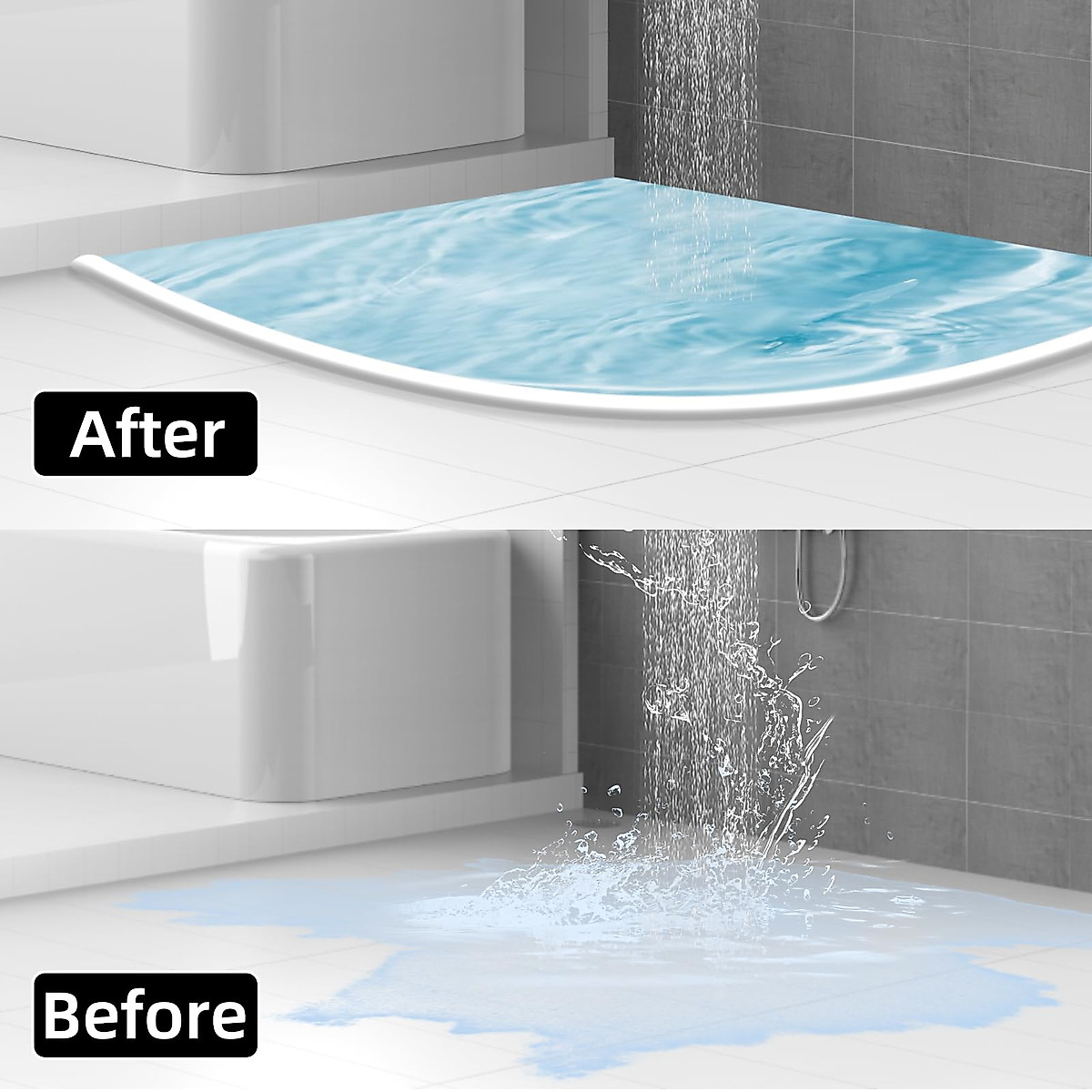 39" Collapsible Shower Threshold Water Dam Barrier,Walk in Shower Splash Guard for Bathtub,Shower Edge Water Stopper for Wet & Dry Separation,Shower Door Water Blocker in Bathroom Kitchen,Transparent