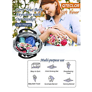 Newborn Receiving Blanket Headband Set - Unisex Soft Baby Swaddle Girl Boy Gifts