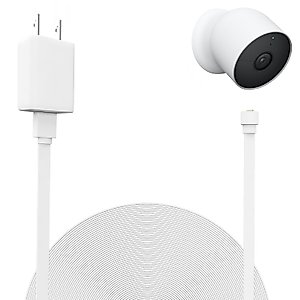 UYODM 16.5ft/5m Power Cord Cable Compatible with Google Nest Cam Outdoor or Indoor, Battery(2nd Generation) -Weatherproof Charging Cable with Adapter Power Your Nest Cam (Battery) Continuously - White