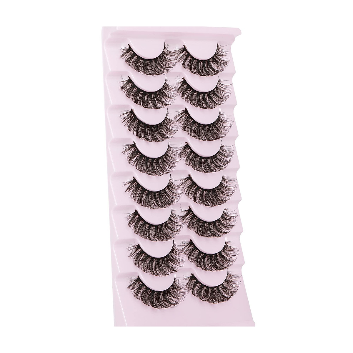 False Eyelashes Fluffy Mink Lashes Natural Wispy Medium Volume Eye Lashes 16MM C Curl Strip Lashes Extensions 8 Pairs Pack by Yawamica