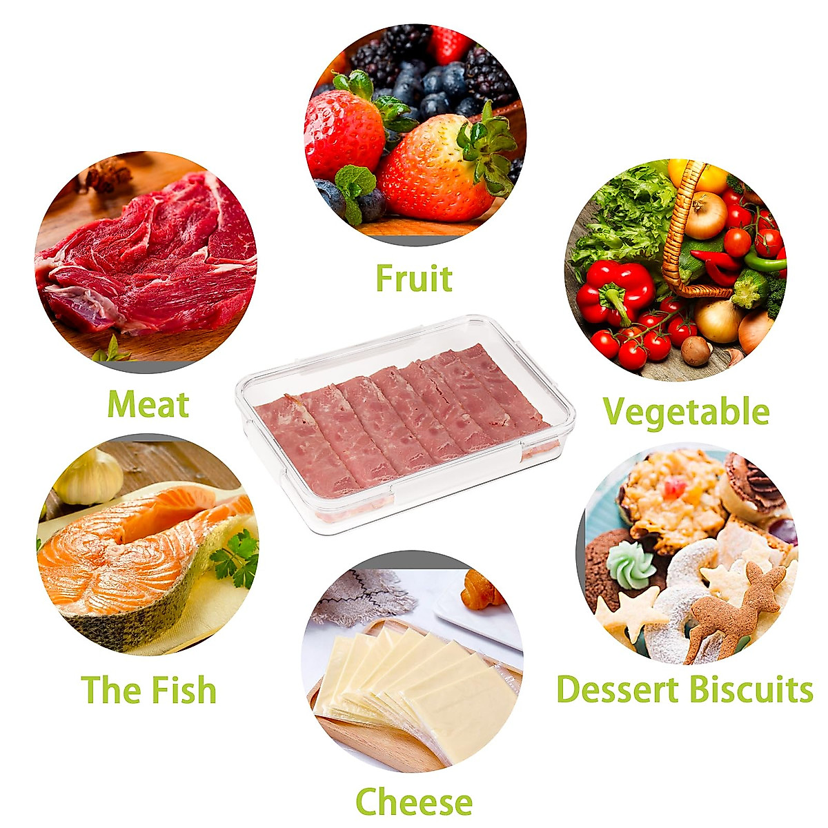 Moretoes 2.2L Fridge Organizer Refrigerator Organizer Bins with Lids Bacon Storage Container - Includes Drain Plate to Keep Bacon Fresh and Delicious