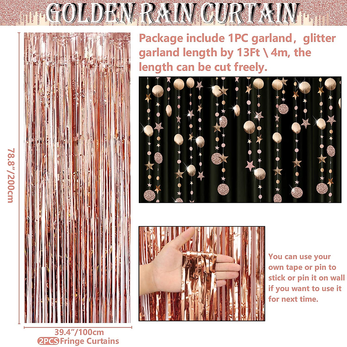21st Birthday Decorations for Her - Rose Gold 21 Birthday Decorations, Rose Gold Banners, Balloons, Tablecloth, Fringe Curtain, Sash and Tiara for Women Girls Princess 21st Birthday Party Supplies