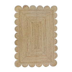 Weaving Village Scalloped Natural Jute Area Rug, Colored Trim