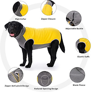 Dog Winter Jacket, Polar Fleece Pet Warm Vest for Medium Large Dogs Walking Hiking Travel Sleep, High Collar Dog Cold Weather Coat, Pullover Full Belly Coverage Pets Outfit Apparel Clothes