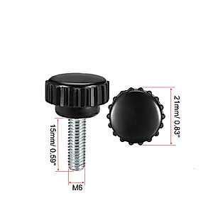 uxcell M6 x 15mm Metric Male Thread Knurled Clamping Knobs Grip Thumb Screw on Type Plastic Threaded Hand Bolt Knobs Black 20 Pcs