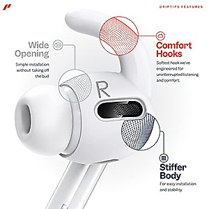 Proof Labs 3 Pairs for AirPods Pro Ear Hooks Covers [Added Storage Pouch] Accessories Compatible with Apple AirPods Pro Generation 1 (White)