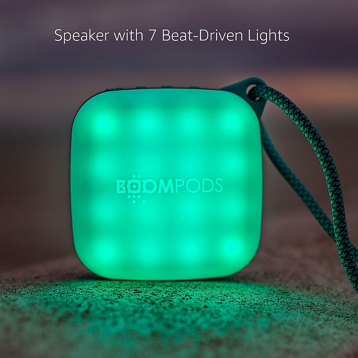 BoomPods Rhythm -Alexa Waterproof Bluetooth Speaker - Alexa, Waterproof 1m, Light Function, Volume, Skip Tracks, Voice Assistant