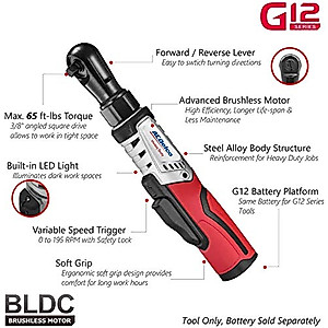 ACDelco ARW12103-K1 G12 Series 12V Cordless Li-ion 3/8” Brushless Ratchet Wrench & Impact Wrench Combo Tool Kit with 2 Batteries