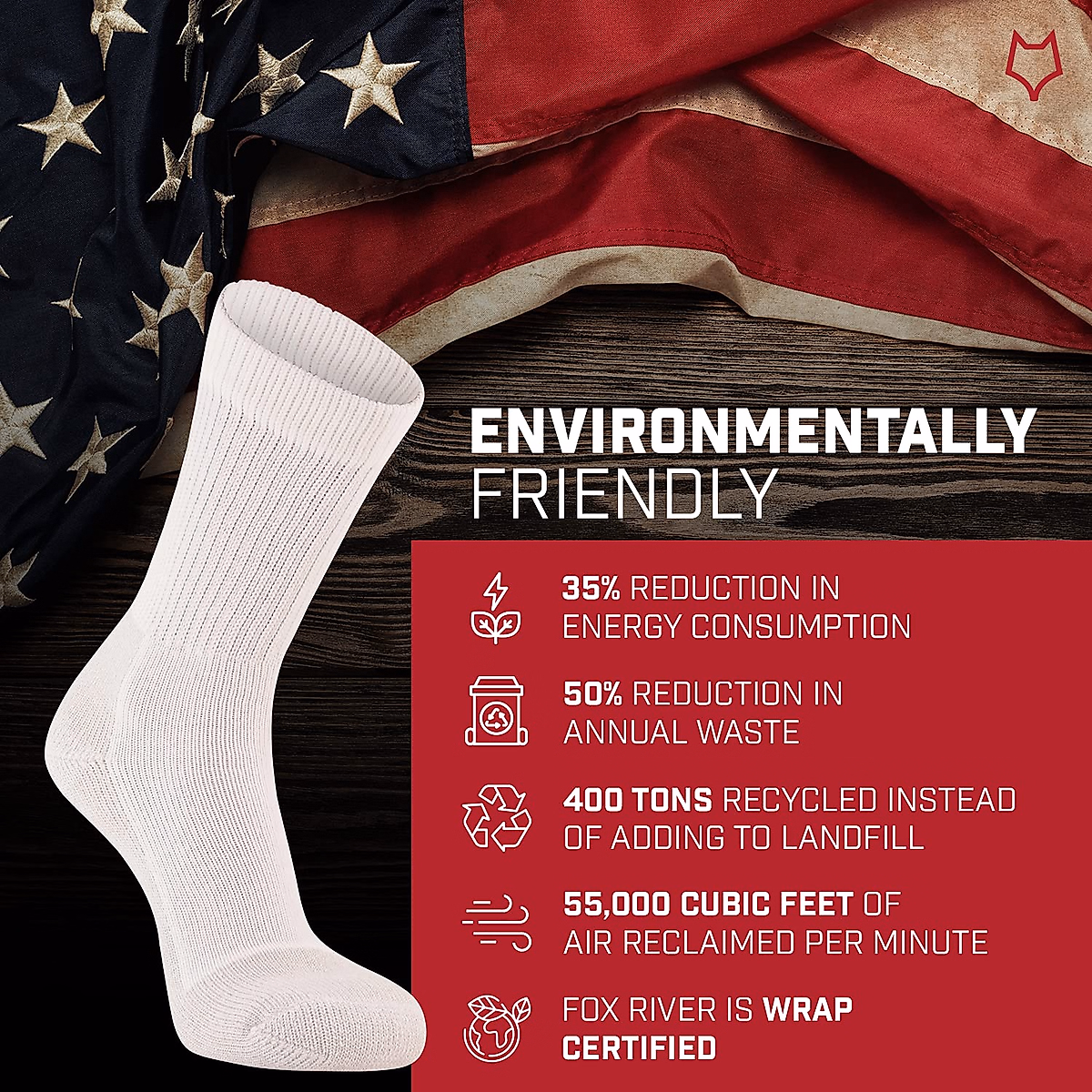 Fox River Men's Wick Dry® Athletic Crew - 2-Pk, White, Medium