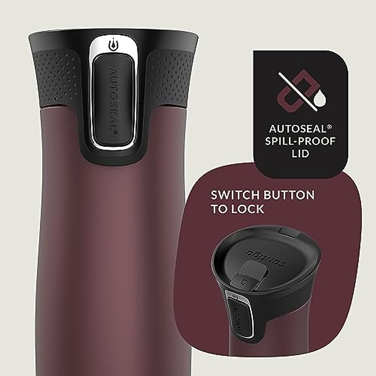 Contigo West Loop 2.0 Leak-Proof, Spill-Proof Insulated Stainless Steel Travel Mug, 16oz., Chocolate Truffle Metallic