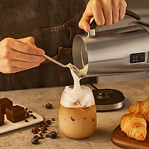 REDMOND Electric Milk Frother, 4-in-1 Detachable Milk Frother for Coffee Stainless Steel, 8.1oz/240ml Hot and Cold Foam, Milk Steamer for Latte, Cappuccino, Hot Chocolate