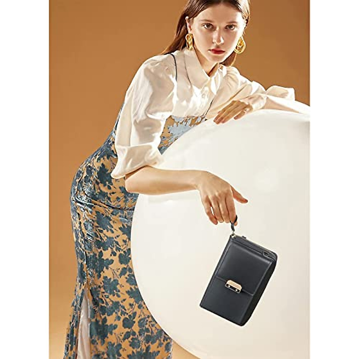 PU Leather Crossbody Bag for Women, Cell Phone Purse Wallet with Card Slots, Cell Phone Shoulder Bag with Shoulder Strap - Black