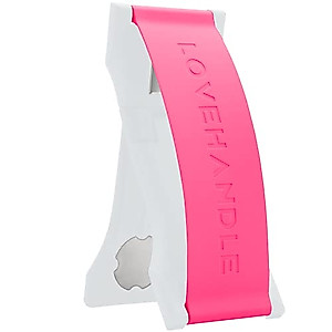 LoveHandle PRO Premium Phone Grip - Silicone Phone Strap - Magnetic Phone Mount and Kickstand for Smartphone and Tablet - Hot Pink Silicone on White Base