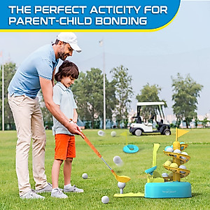 EagleStone Kids Golf Clubs Set, Outdoor Toddler Baby Golfs Set Toy W/ 2 Club Head, 15 Training Golf Balls, 4 Rings, 2 Putting Mat and 1 Holes, Indoor Sports Game for 3 4 5 6 7 8 9 Years Old Boy Girls…