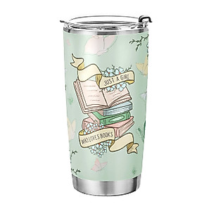 Bad Bananas Book Lovers Gifts - 20oz Stainless Steel Tumbler - Just A Girl Who Loves Books - Gifts For Readers Mom, Sisters, Wife, Best Friends