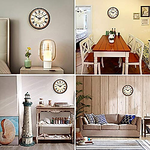 JUSTUP Wall Clock, 12 inch Metal Black Wall Clock European Style Retro Vintage Clock Non - Ticking Whisper Quiet Battery Operated with HD Glass Easy to Read for Indoor Decor (Black 12')