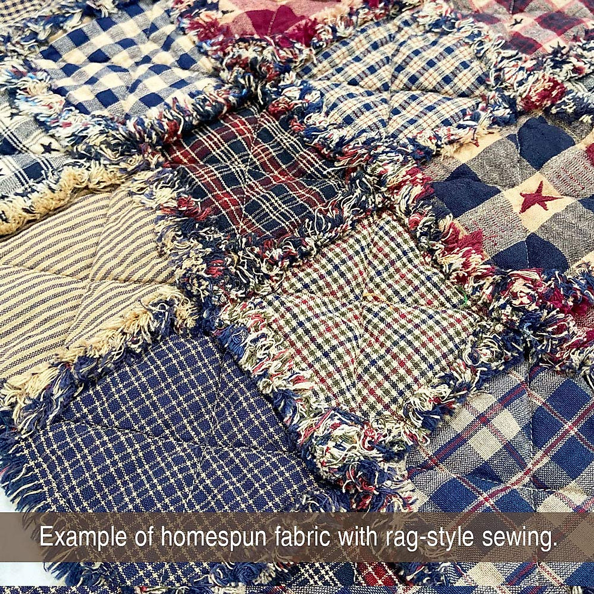 Heritage Navy Blue Thin Stripe Cotton Homespun Fabric by JCS - Sold by The Yard