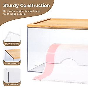 JYPS Trash Bag Holder Dispenser Organizer With Bamboo Lid, Wall Mounted, Garbage Bag Dispenser Holder, Trash Bag Dispenser Standrad Roll Holder for Kitchen Organization, Under Sink